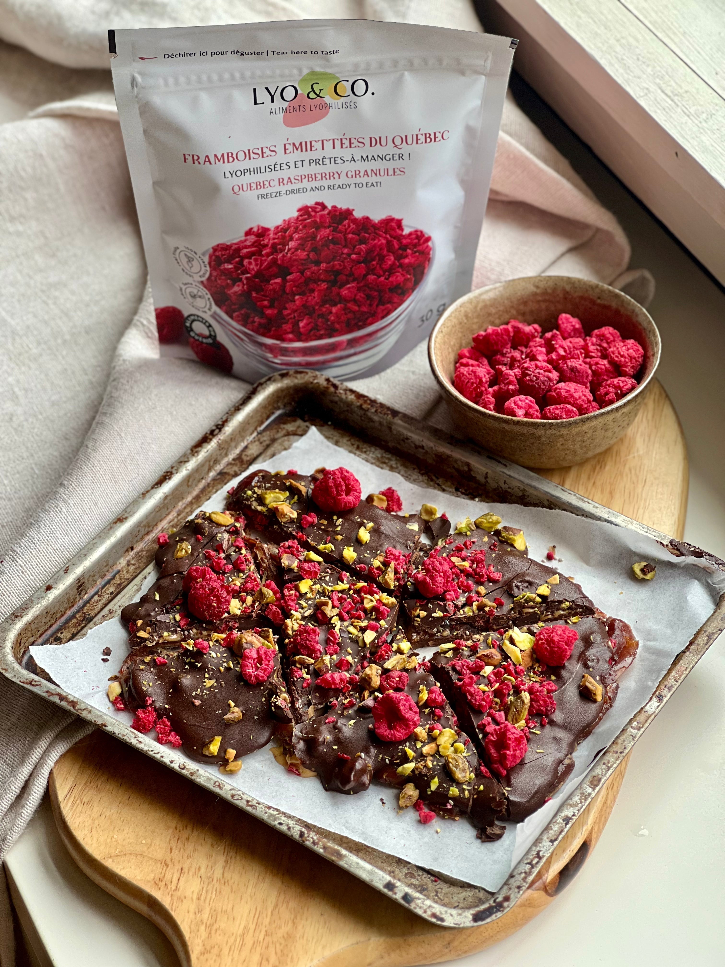Frozen Chocolate Bar with Pistachios and Raspberries – Lyo et Co